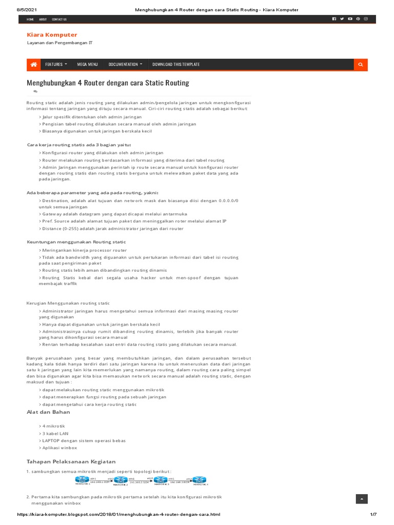 Menghubungkan 4 Router dengan Static Routing | PDF