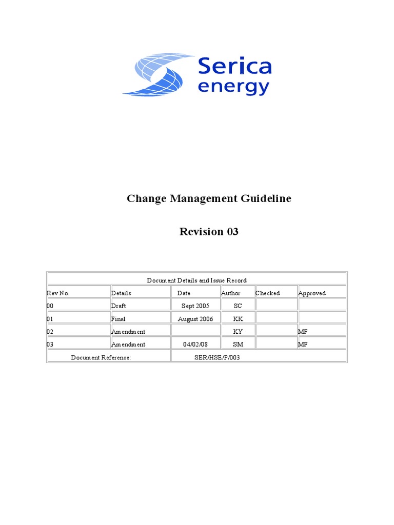 SEL HSE P 003 Change Management Guideline Rev03 | PDF | Risk | Risk ...