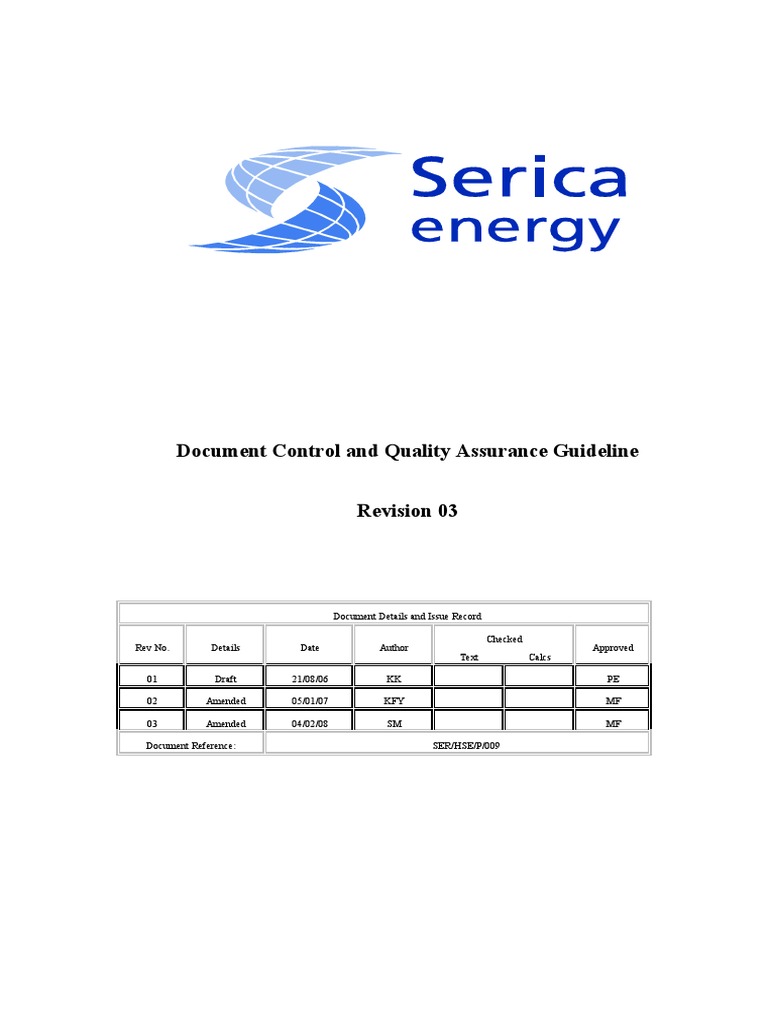 Document Control & QA Guide Rev 03 | PDF | Spreadsheet | Quality Assurance