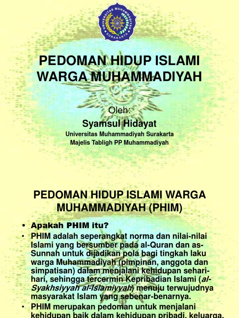Pedoman Hidup Islami Warga Muhammadiyah (Phim) 1 | PDF