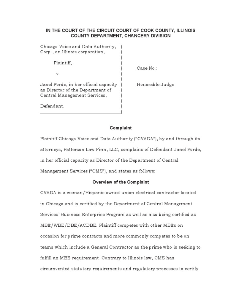 In The Court of The Circuit Court of Cook County, Illinois County ...