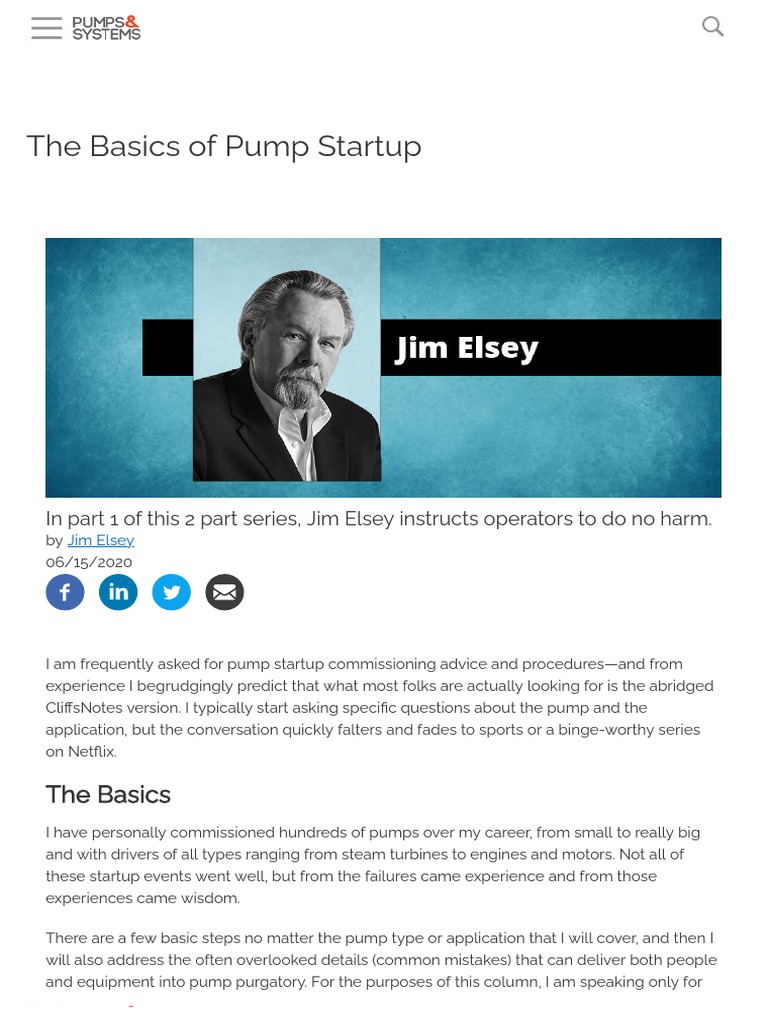 The Basics of Pump Startup - 1 | PDF | Pump | Valve