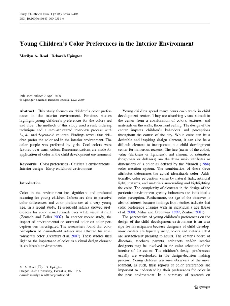 Young Children's Color Preferences in The Interior Environment | PDF ...