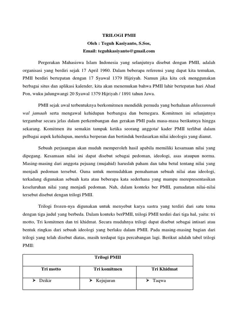 Trilogi PMII | PDF | Agama & Spiritualitas