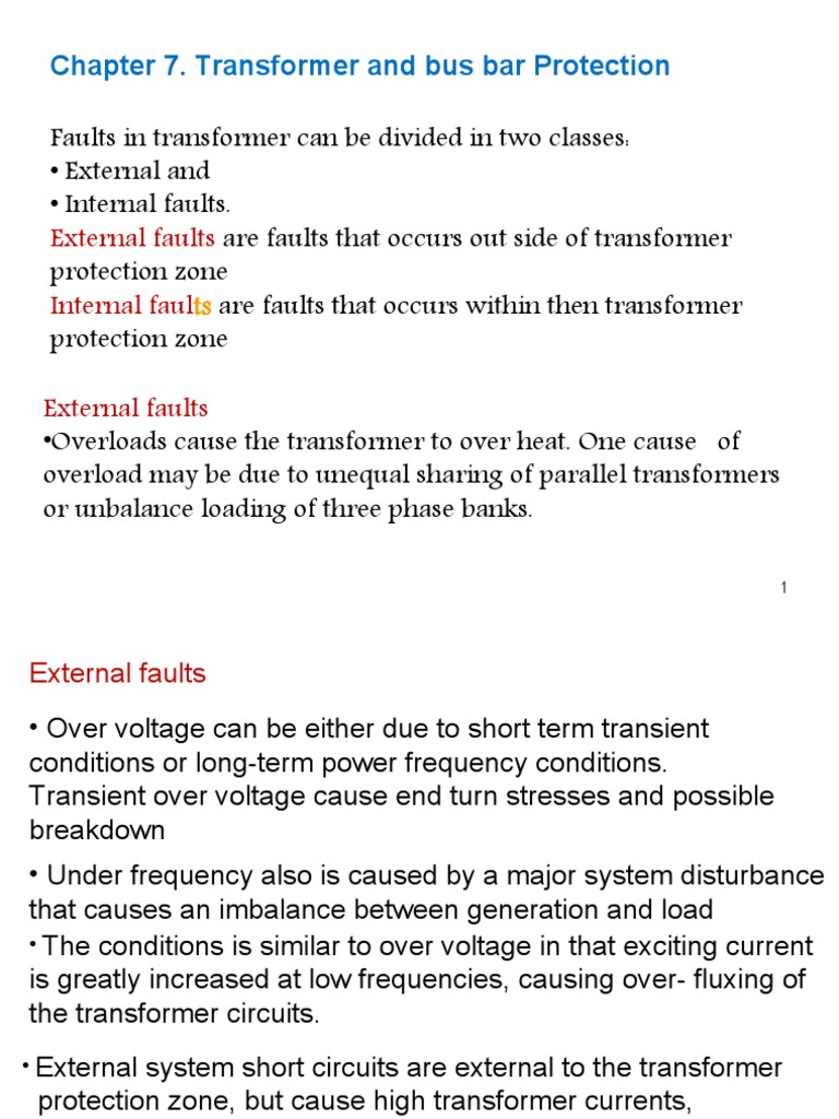 Transformer and Bus Bar Fault Protection | PDF | Transformer | Relay