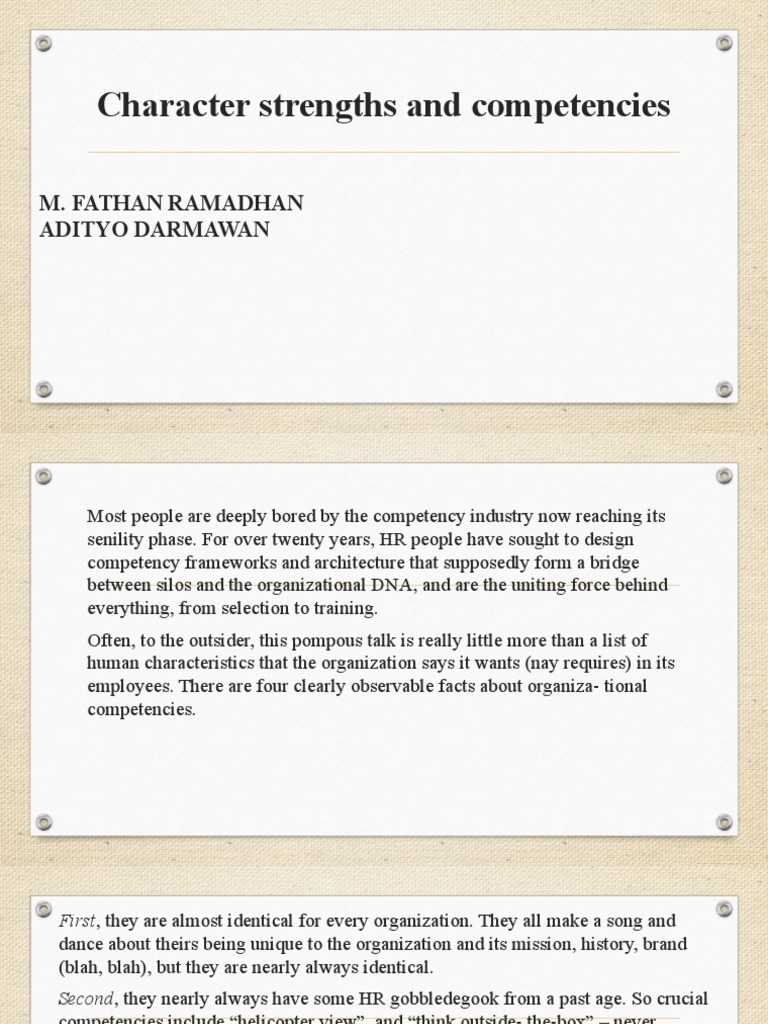 Character Strengths and Competencies | PDF