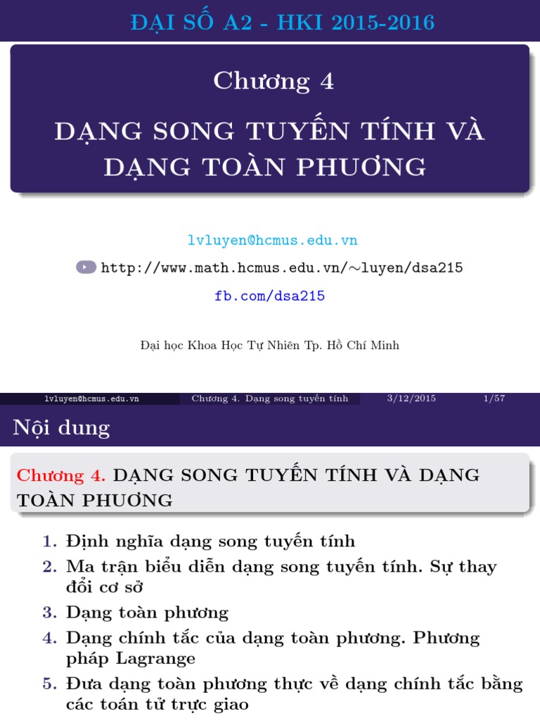DSA2 - HK1 - 15-16 - Chuong 4 - Dang Song Tuyen Tinh Va Dang Toan Phuong | PDF