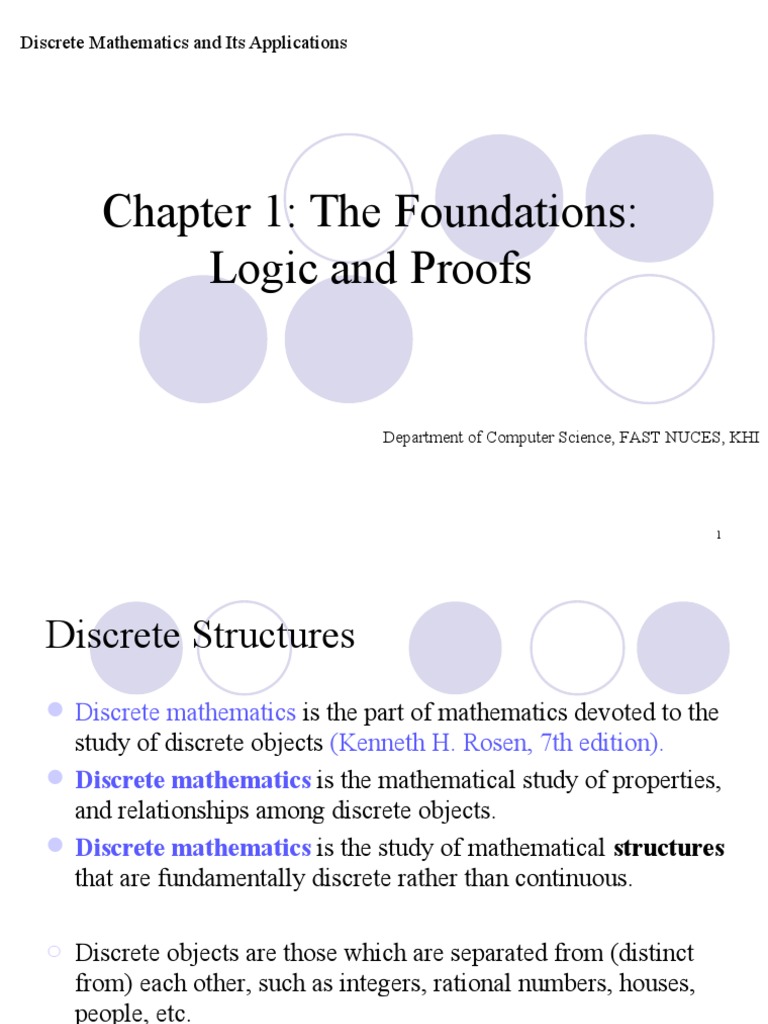 Chapter 1: The Foundations: Logic and Proofs: Discrete Mathematics and ...