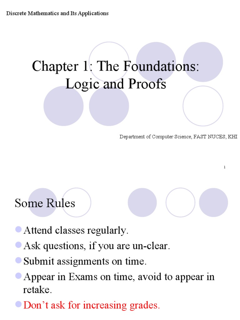 Chapter 1 The Foundations Logic And Proofs Discrete Mathematics And Its Applications Pdf