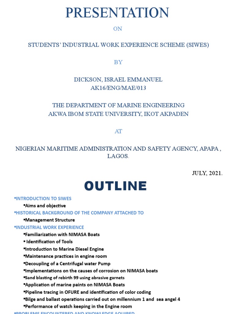 Students' Industrial Work Experience Scheme (Siwes) : Nigerian Maritime ...