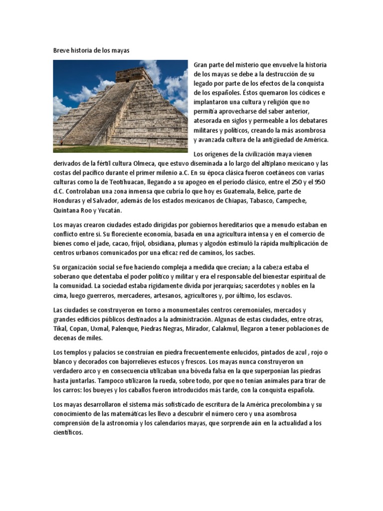 Breve historia de la civilización maya | PDF | Civilización maya