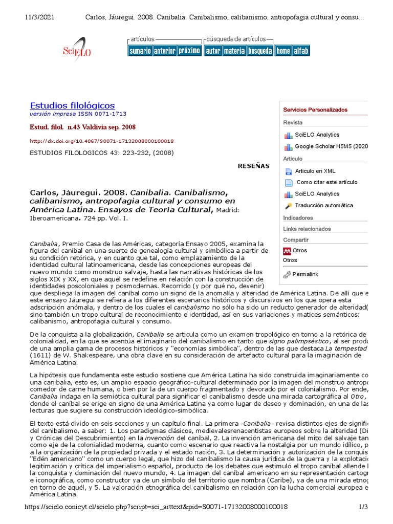 Canibalia. Canibalismo, Calibanismo, Antropofagia Cultural y Consumo en ...