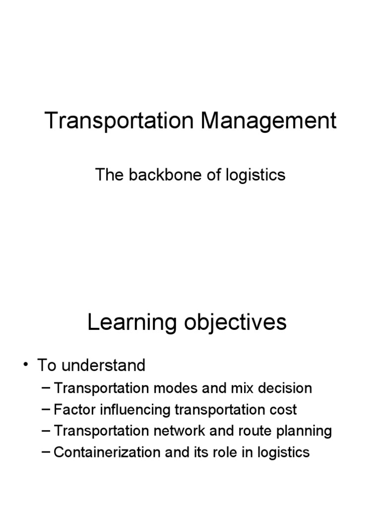 Transportation Management Overview | PDF | Computers