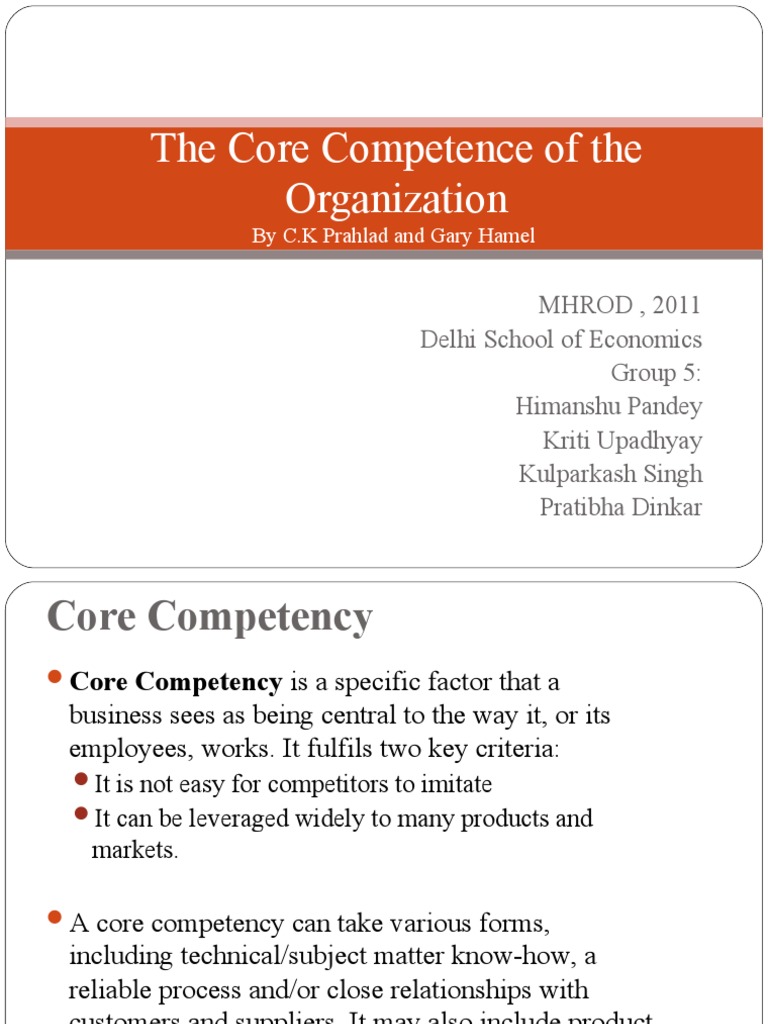 The Core Competence of The Organization | PDF | Competence (Human ...