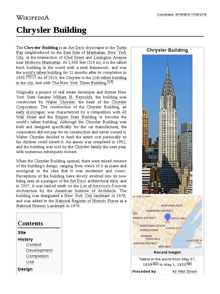 Chrysler Building | PDF | Architectural Design | Architecture