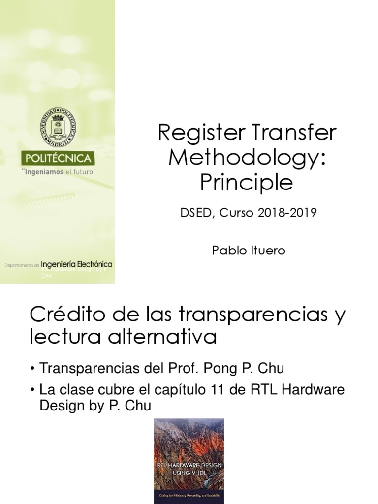 RTL Hardware Design: Register Transfer Methodology and FSMD Design ...