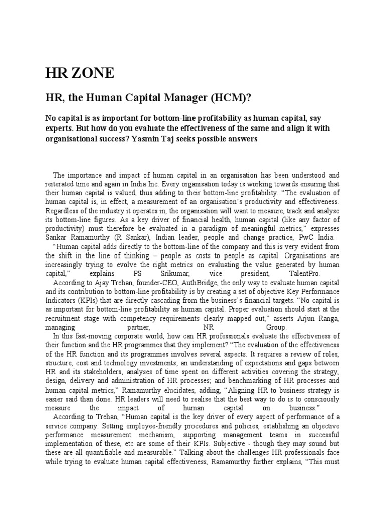 HR Zone | PDF | Business | Human Capital