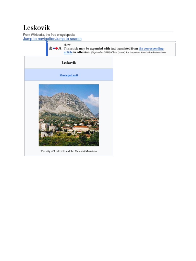 Leskovik: Jump To Navigationjump To Search | PDF