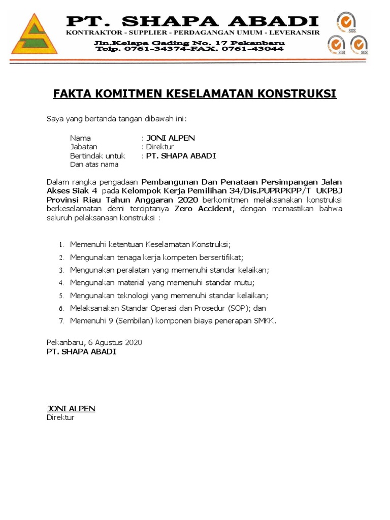 Fakta Komitmen Keselamatan Kerja | PDF