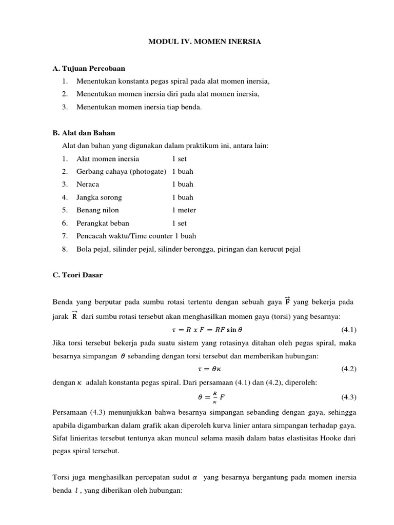 Modul IV Momen Inersia | PDF