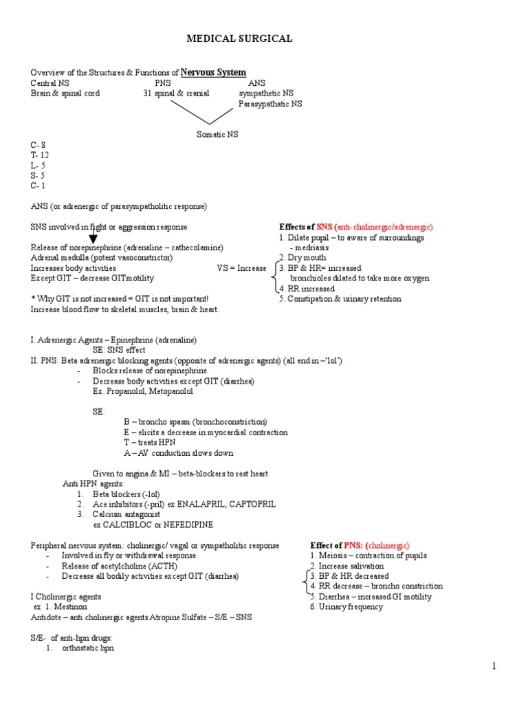 Medical-Surgical Nursing Lecture Notes | PDF | Meningitis | Cerebrum