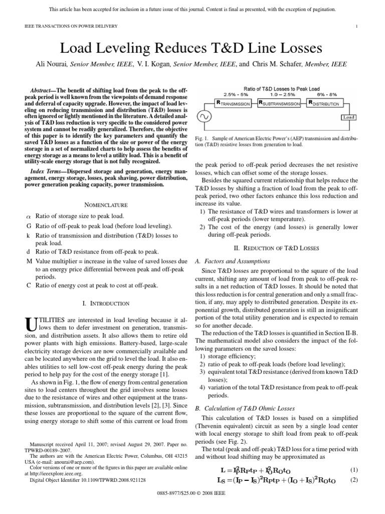 Load Leveling Reduces Losses | PDF