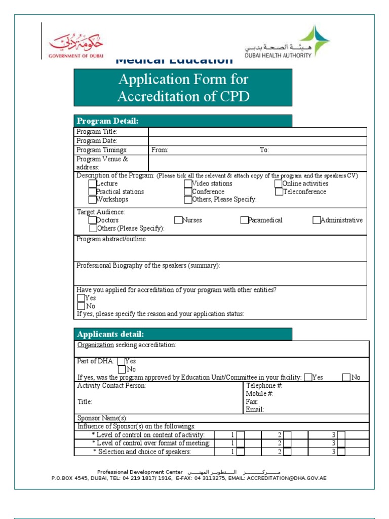 Application for CPD Program Accreditation | PDF | Business