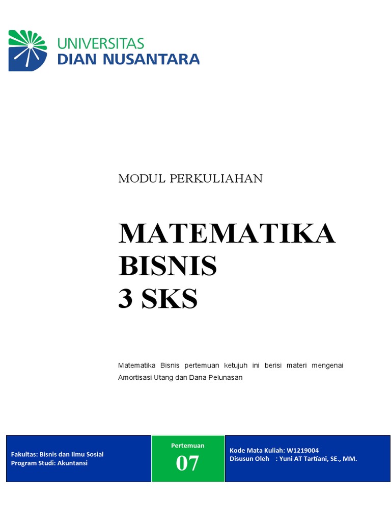 Modul Matematika Bisnis-Amortisasi Utang Dan Dana Pelunasan | PDF