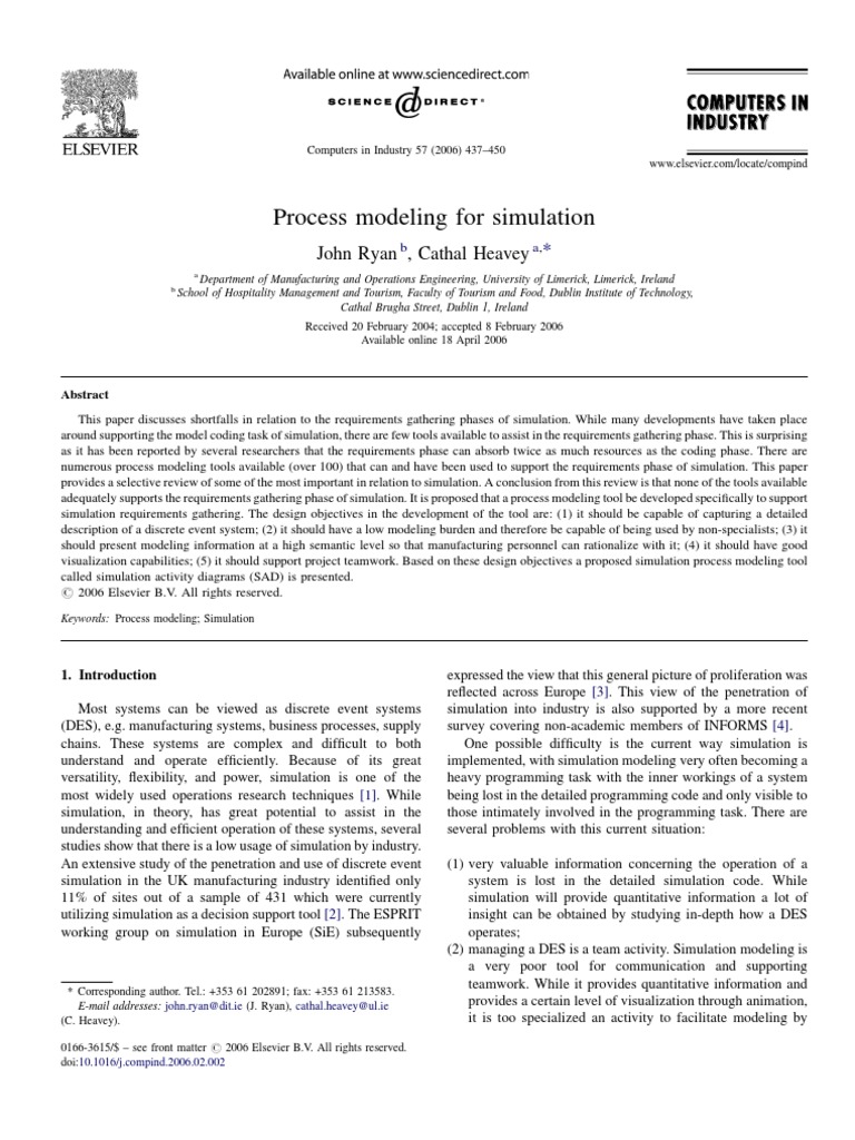 Process Modelling For Simulation Pdf Conceptual Model Simulation