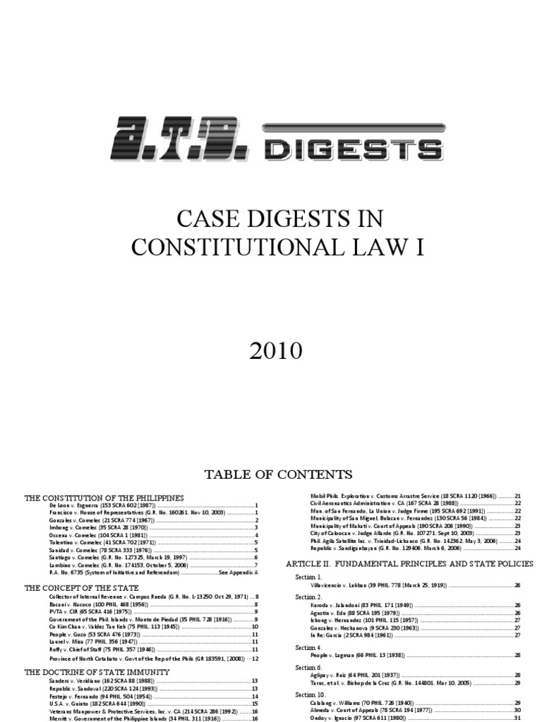 291 Case Digests in Constitutional Law 1 Art. 1 10 Appendices 1 | PDF | Impeachment | Commission ...