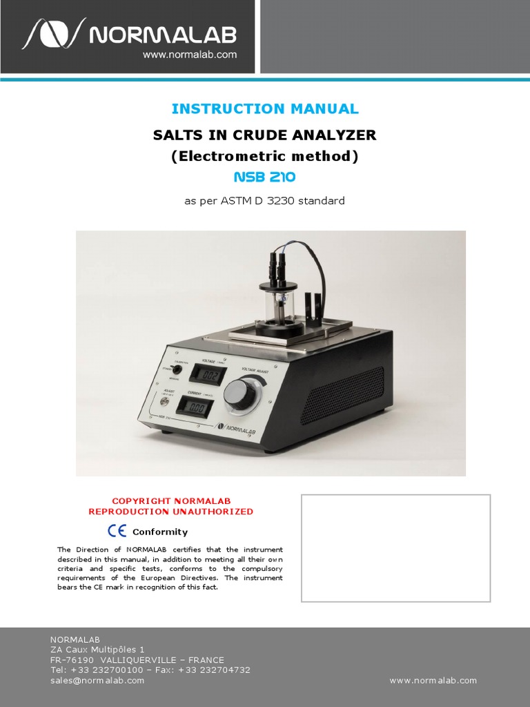 Nsb210'en'v8-2018 Salts in Crude Analyzer | PDF | Voltage | Power Supply
