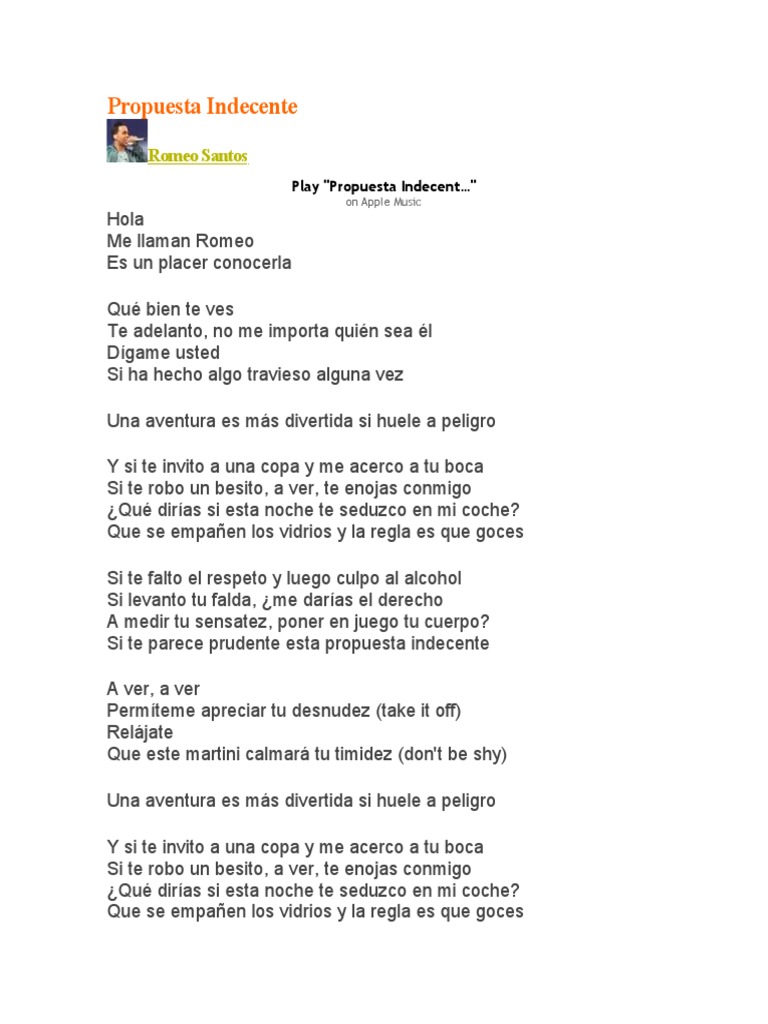 Romeo Santos Propuesta Indecente Lyrics