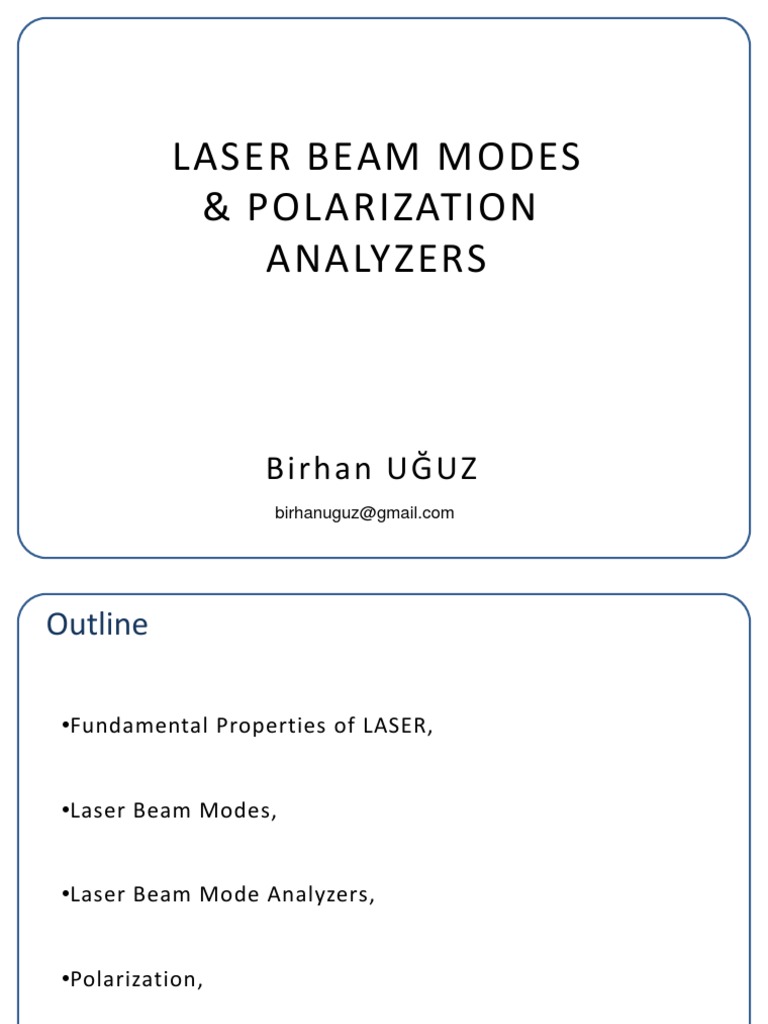 Laser Beam Mode and Polarization Analyzers | PDF | Laser | Polarization ...