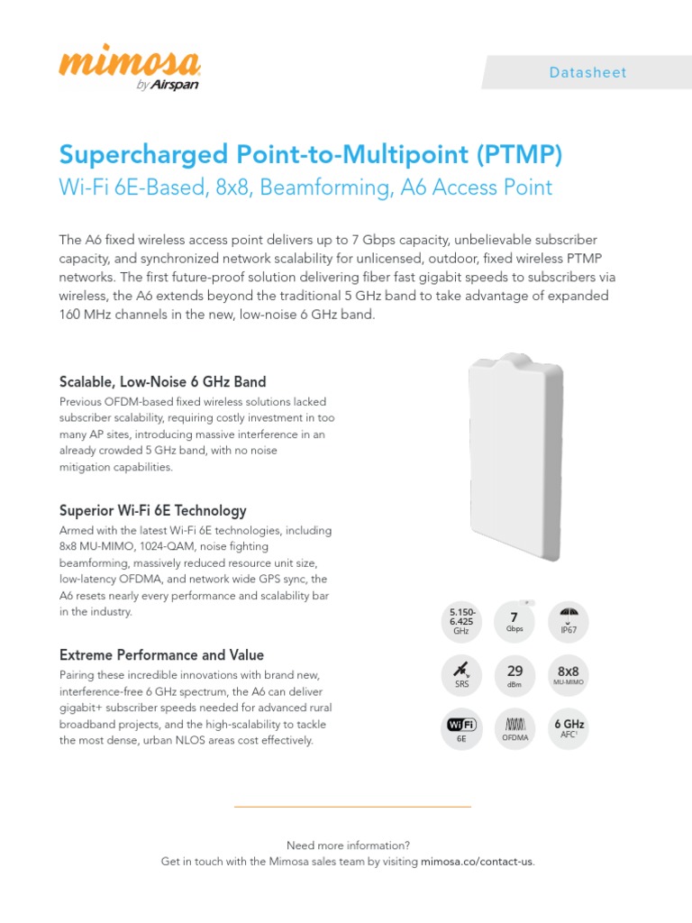 Mimosa by Airspan A6 Datasheet DS 0023 03 | PDF | Wi Fi | Wireless ...