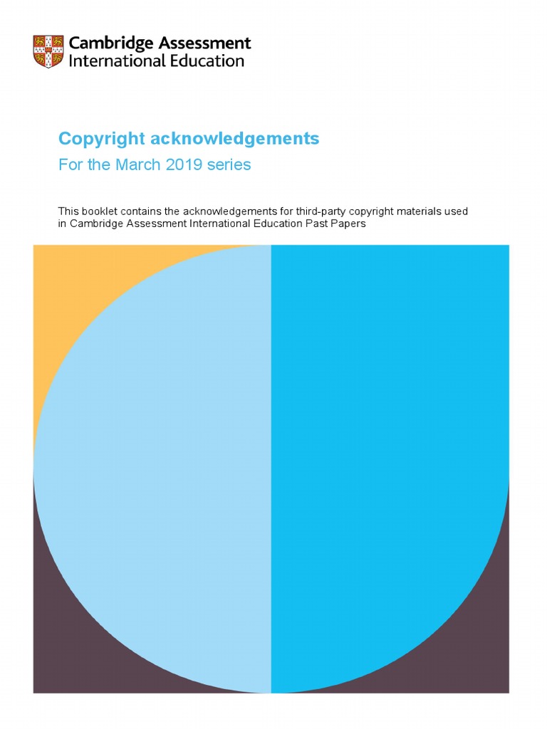 2058 Copyright Acknowledgement Booklet 2019 03 March Series | PDF