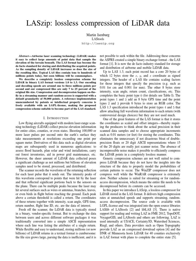 Laszip: Lossless Compression of Lidar Data: Martin Isenburg | PDF ...