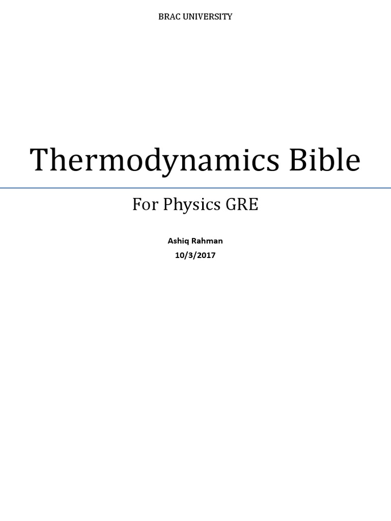 Thermodynamics Bible: For Physics GRE | PDF
