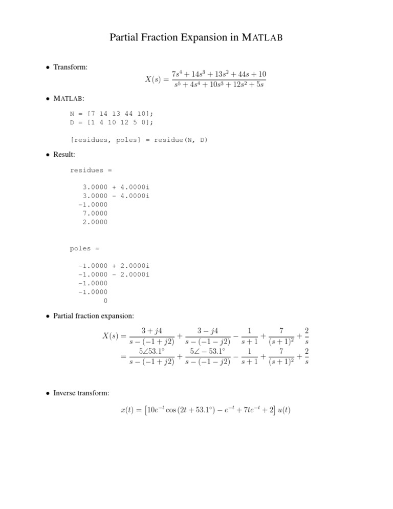 Partial Fraction Expansion | PDF