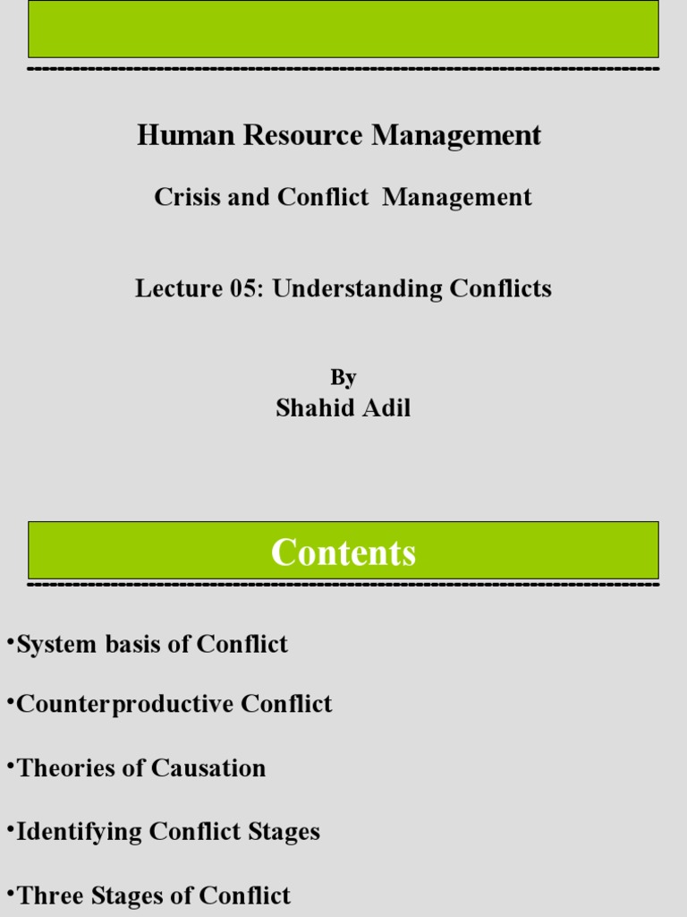 Lecture 5 &6 Understanding Conflicts | PDF | Employment | System