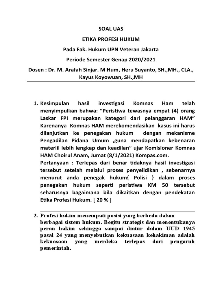 SOAL UAS ETPROf 2021 | PDF | Politik | Ilmu Sosial
