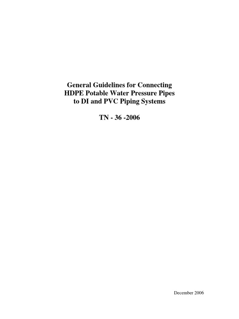 Connecting Hdpe To Di PVC Pipe | PDF | Pipe (Fluid Conveyance) | Gas ...