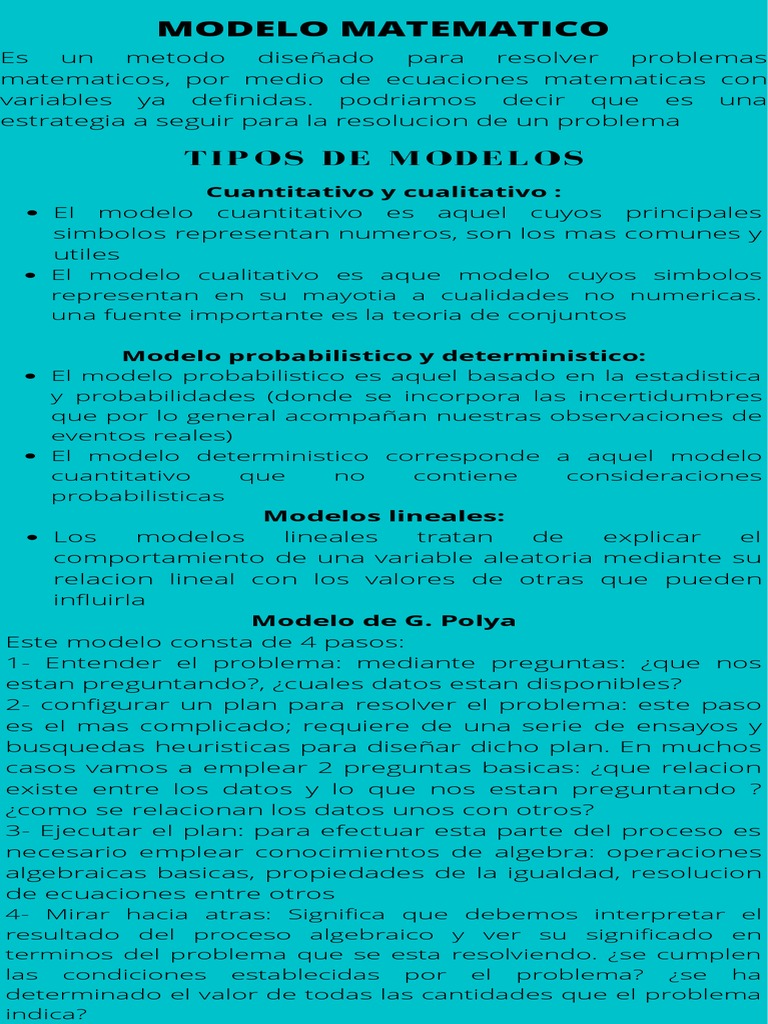 Tipos de Modelos Matemáticos Explicados | PDF