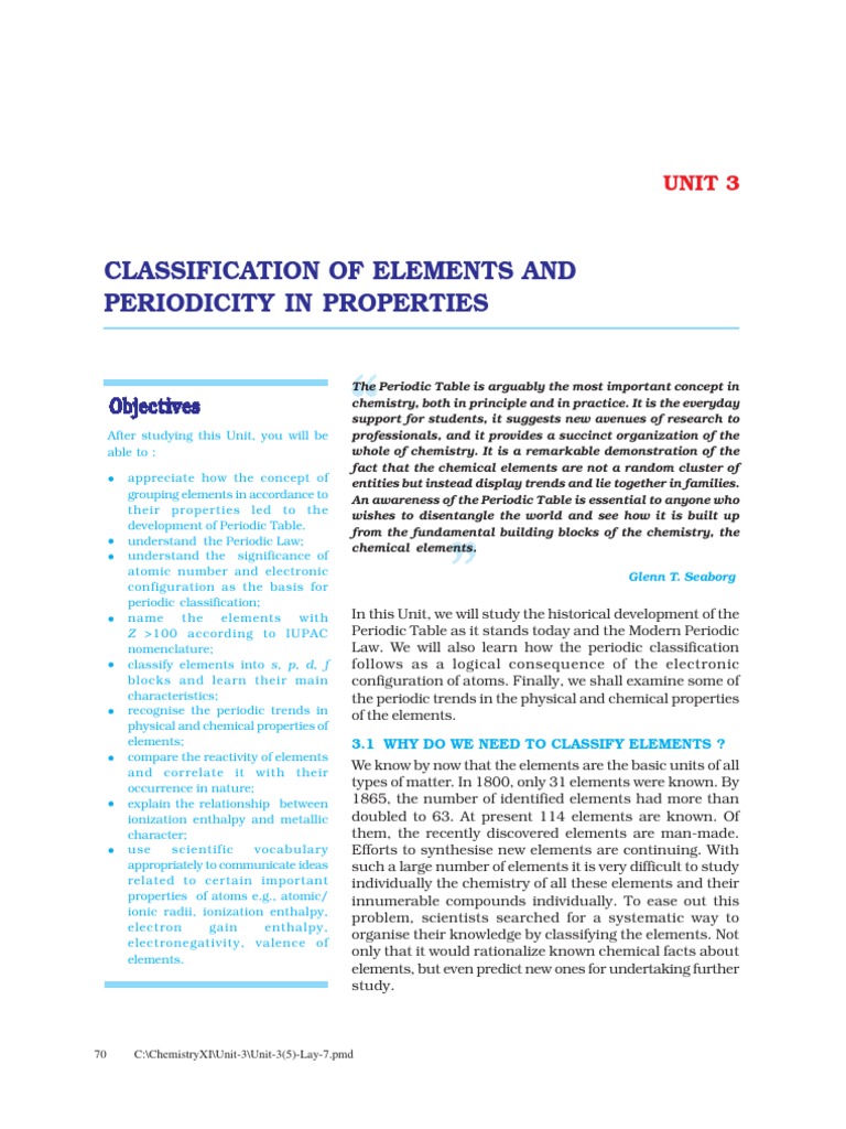 Ncert ch3 Chemistry Class 11 | Download Free PDF | Periodic Table ...