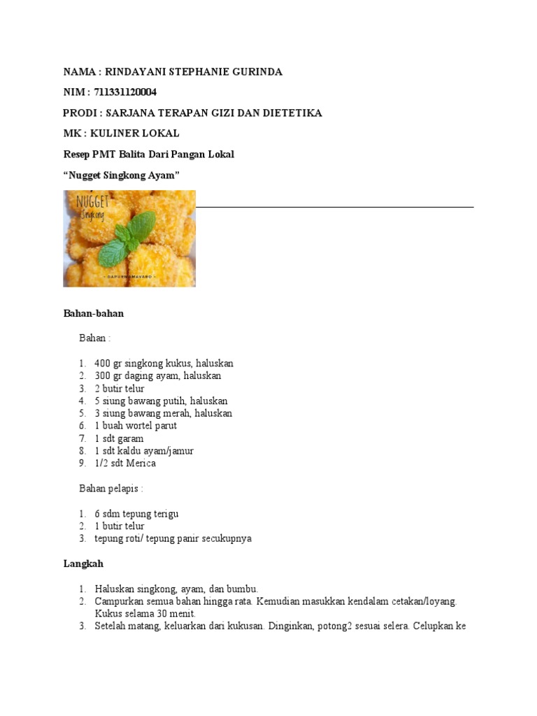 Resep PMT Balita Dari Pangan Lokal - Kuliner Lokal - Rindayani Gurinda ...