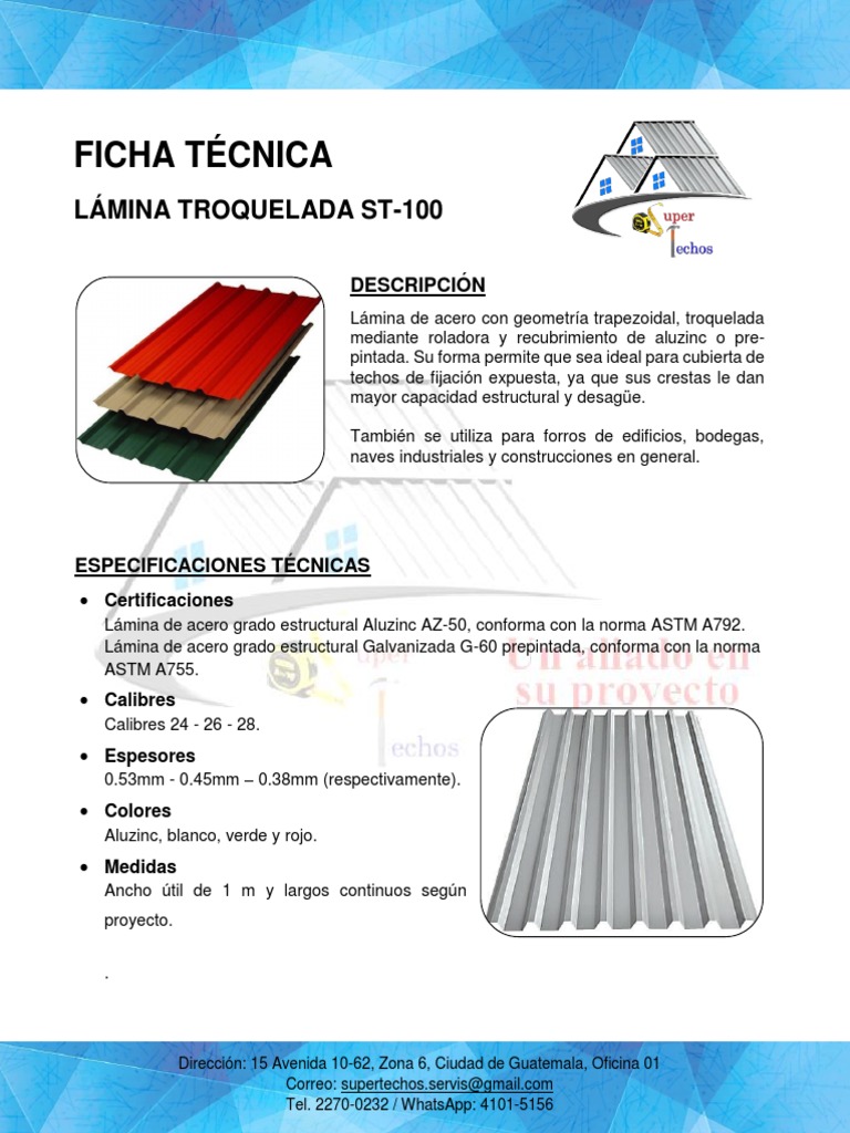 Ficha Tecnica Lamina Troquelada ST-100 | PDF