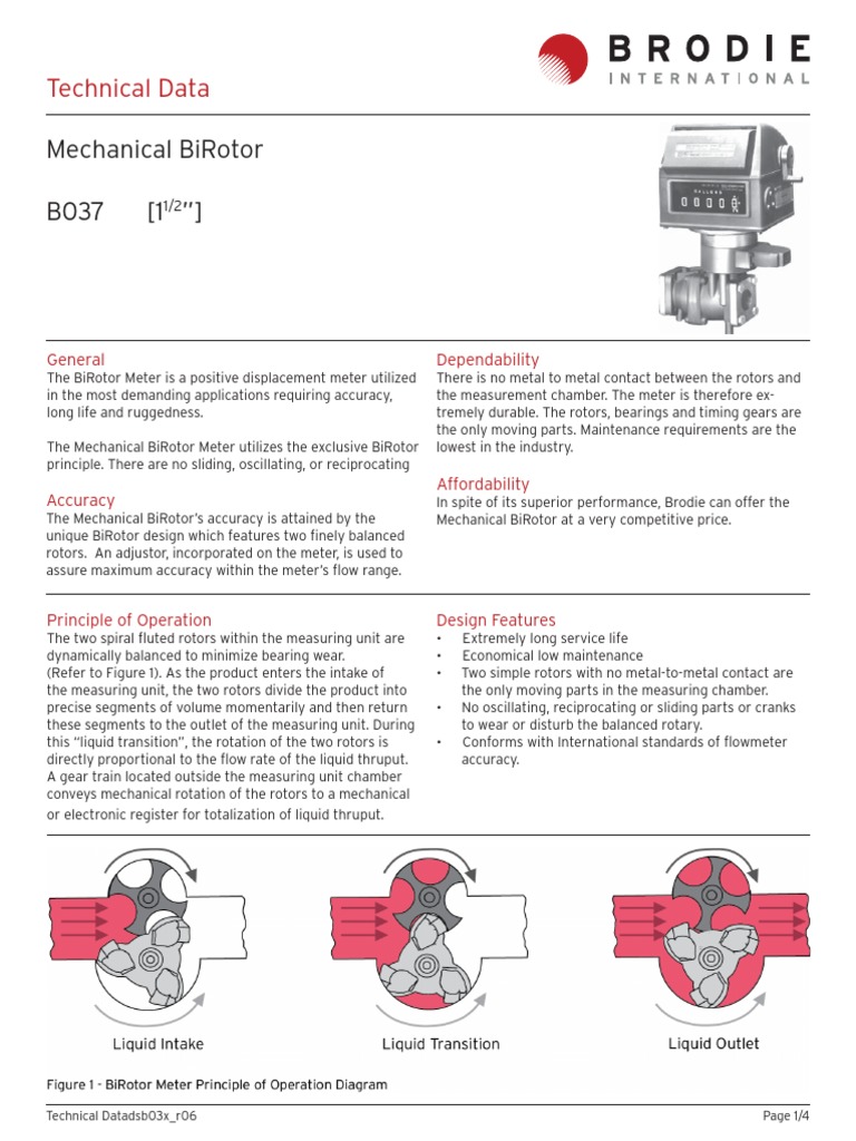 PD Meter BiRotor B03X | PDF | Flow Measurement | Manufactured Goods