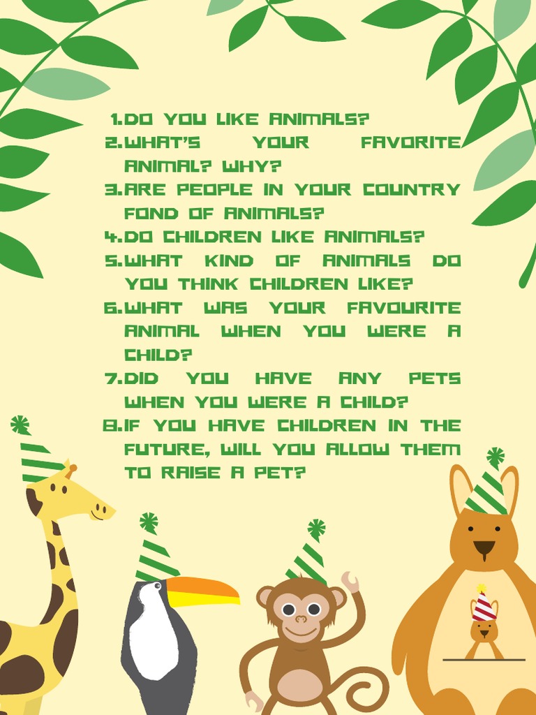 Do you like animals What’s your favorite animal Why Are people in your ...