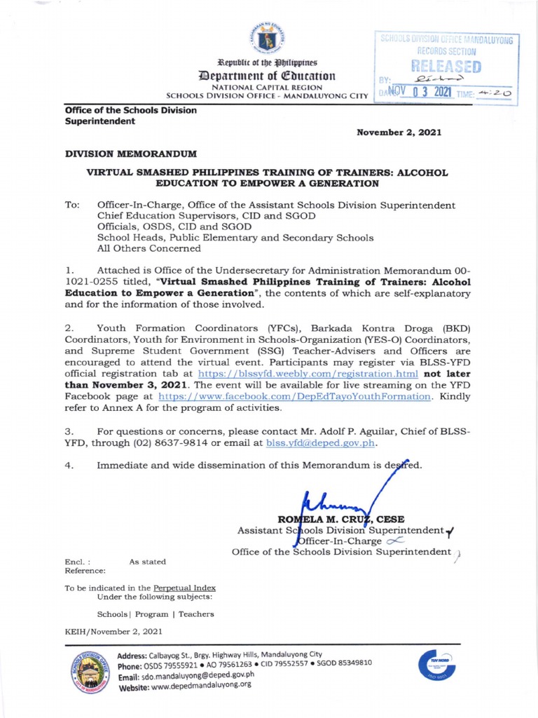 21-11-07. Virtual Smashed Philippines Training of Trainers - Alcohol ...