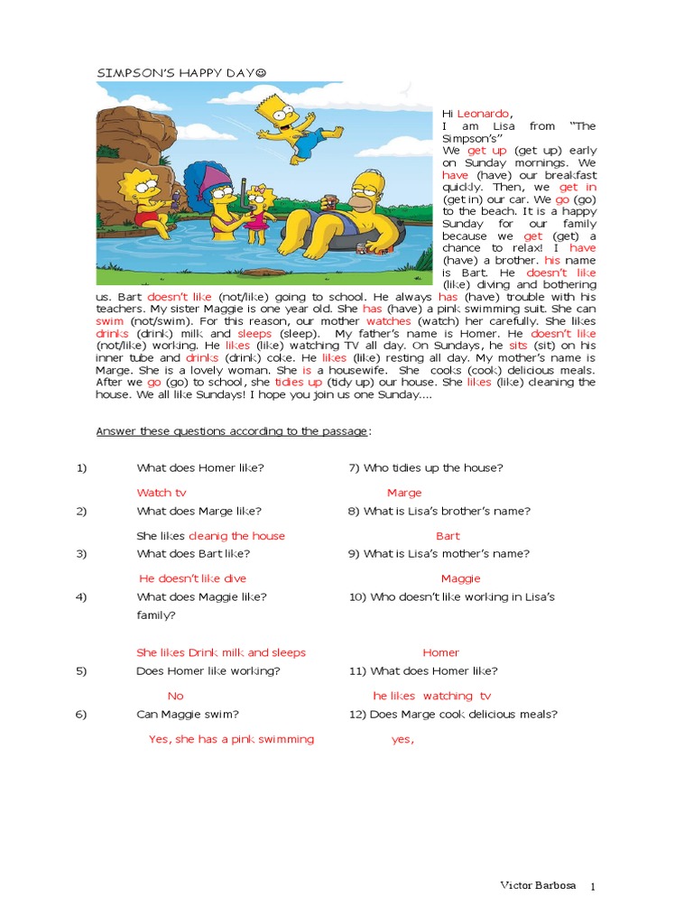 Lisa Simpsoms Daily Routine1 | PDF | Lisa Simpson | Bart Simpson