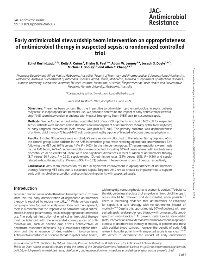 Jac-Antimicrobial Resistance | PDF | Sepsis | Pharmacy